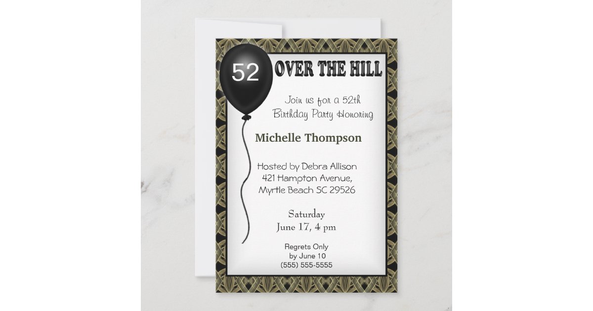 Over the Hill Customizable Age Birthday Invitation | Zazzle