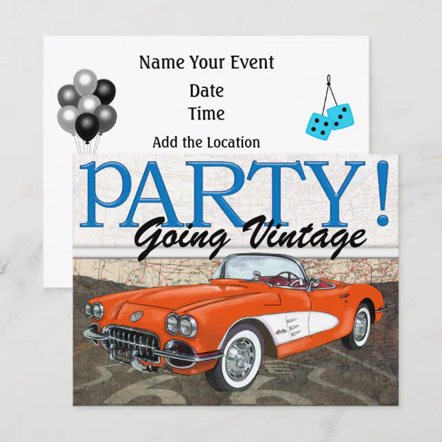 Over the Hill - Route 66 - Vintage Cars Invitation | Zazzle