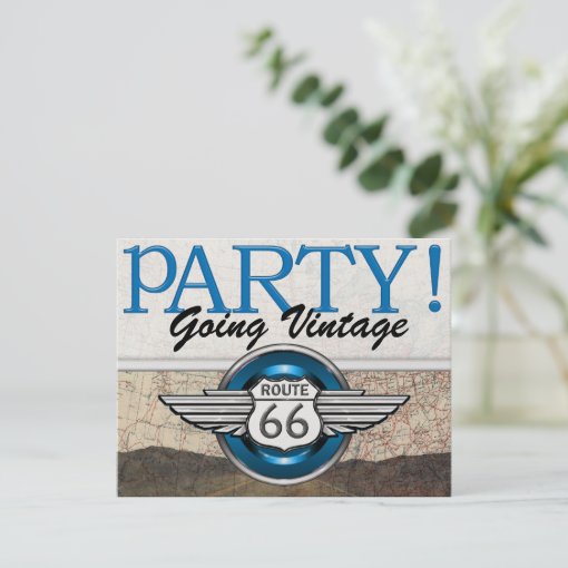 Over the Hill - Route 66 - Vintage Cars- SRF Invitation | Zazzle