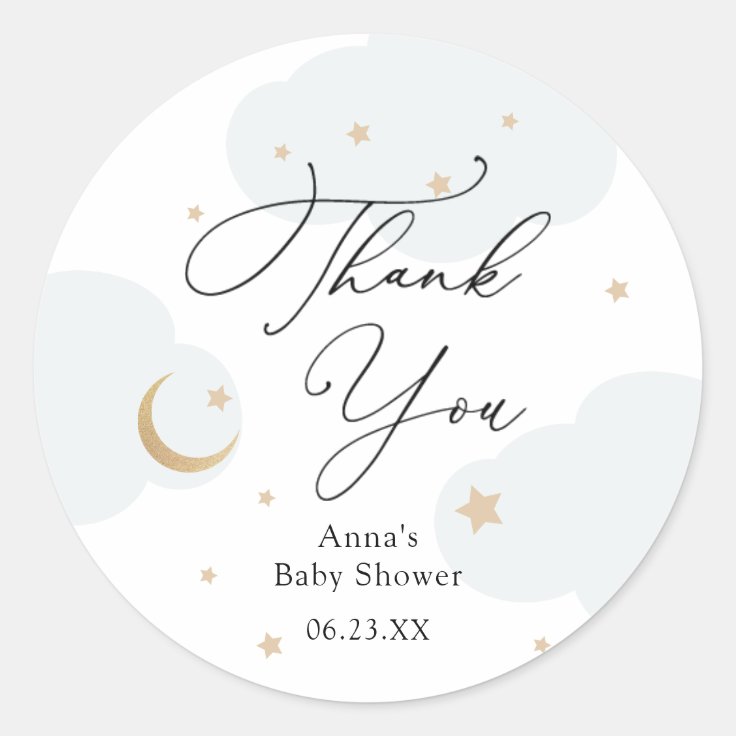 Over the Moon Baby Shower Gift Classic Round Sticker | Zazzle