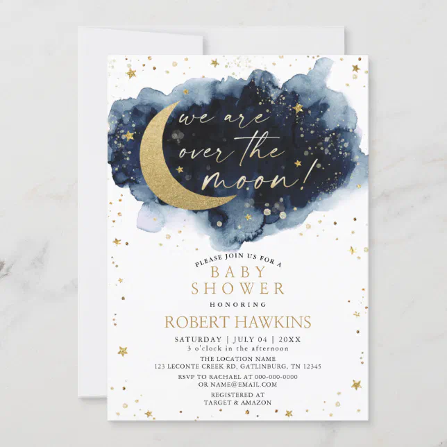 Over the Moon Baby Shower Invitation | Zazzle