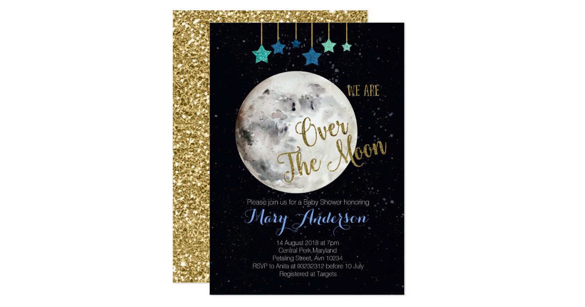 Over the Moon Baby Shower Invitation | Zazzle.com