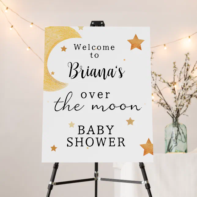 “over the moon” Baby Shower Welcome Sign | Zazzle