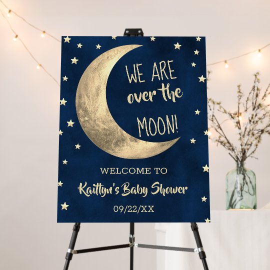 Over The Moon | Baby Shower Welcome Sign | Zazzle.com