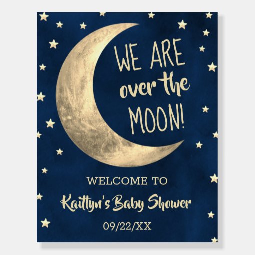 Over The Moon | Baby Shower Welcome Sign | Zazzle