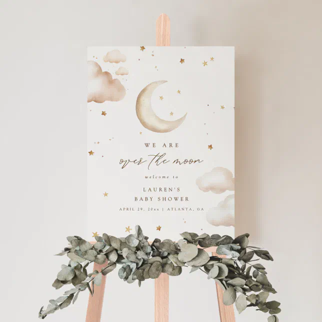 Over the Moon Baby Shower Welcome Sign | Zazzle