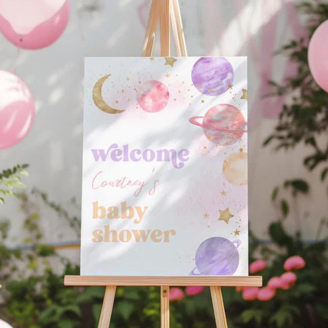 Over the Moon Baby Shower Welcome Sign | Zazzle