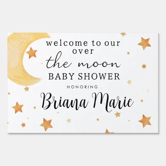 Over the Moon Baby Shower Welcome Sign | Zazzle