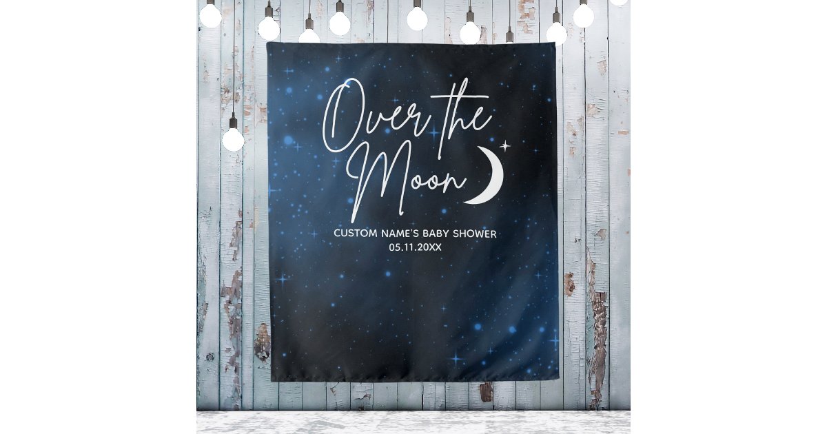 Over The Moon Backdrop Wall Baby Shower Neutral | Zazzle