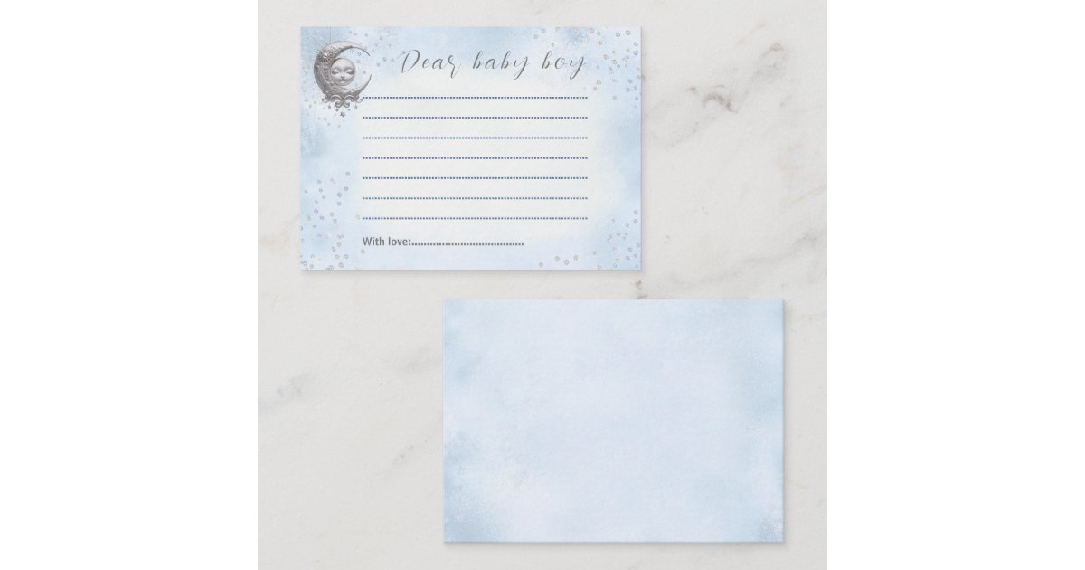 Over The Moon Blue Baby Shower Time Capsule Card | Zazzle