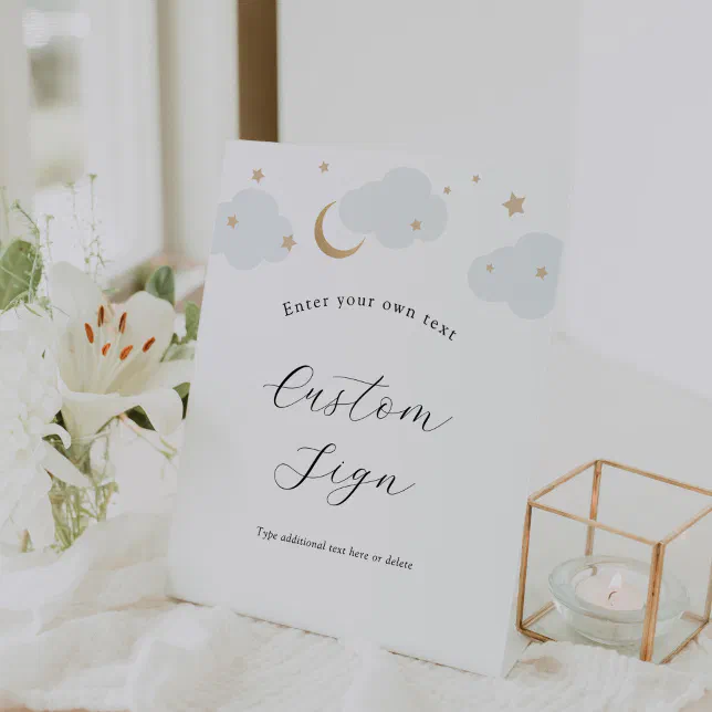 Over the Moon Blue Custom Text Sign | Zazzle