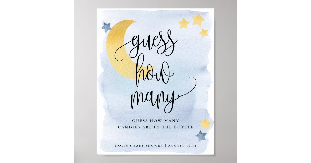 Over the Moon, Blue Guess How Many Game Poster | Zazzle