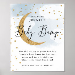 Over the Moon Blue Measure the Bump Shower Game Poster | Zazzle