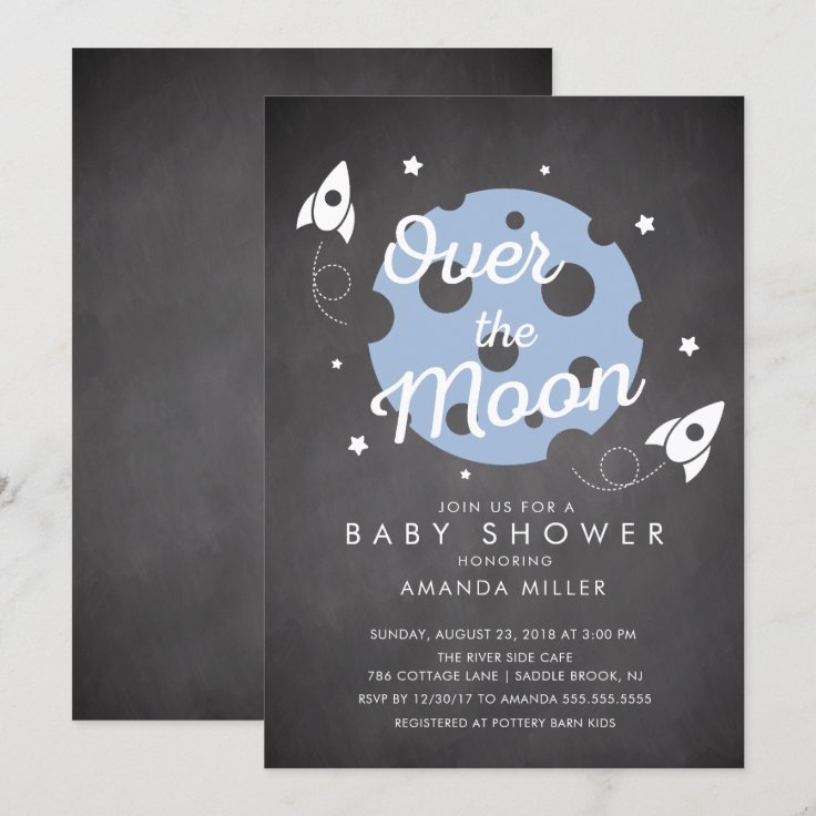 Over the Moon Boys Baby Shower Invitation | Zazzle