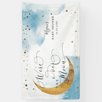 Over The Moon Dreamy Blue Sky Baby Shower Banner | Zazzle