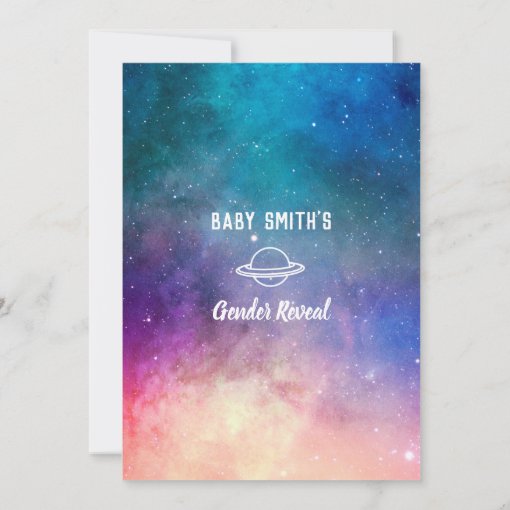 Over the Moon Galaxy Gender Reveal Baby Shower Invitation | Zazzle