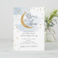 Over the Moon Gold Stars Blue Baby Shower Invitation | Zazzle