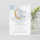 Over the Moon Gold Stars Blue Baby Shower Invitation | Zazzle