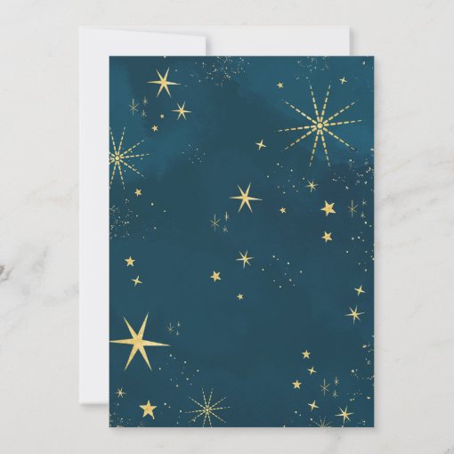 Over the Moon Gold Stars Blue Baby Shower Invitation | Zazzle