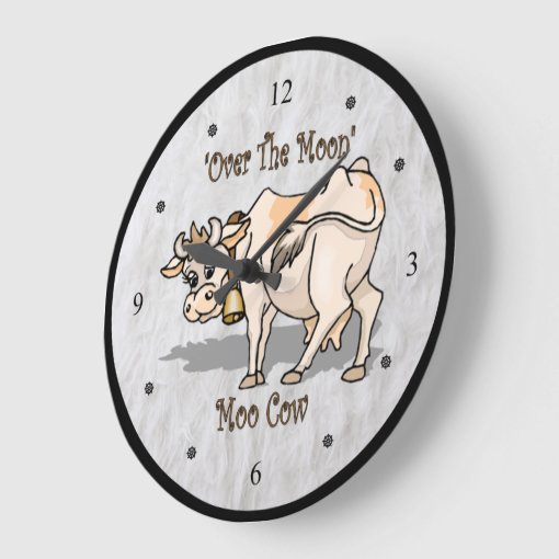 “Over The Moon”~ Moo Cow ~ Round Wall Clock ~ | Zazzle