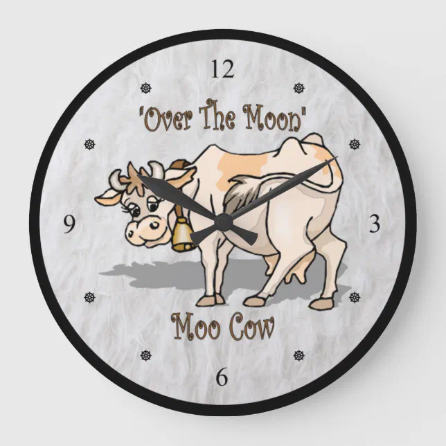 “Over The Moon”~ Moo Cow ~ Round Wall Clock ~ | Zazzle