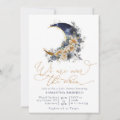 Over the moon navy gold baby shower invitation | Zazzle