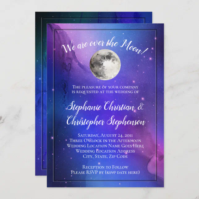 Over the Moon Nebula Celestial Outer Space Wedding Invitation | Zazzle