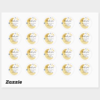 Over the Moon, Personalized Baby Shower Favor Classic Round Sticker ...