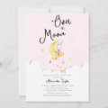Over the Moon Rabbit Pink Heart Girl Baby Shower Invitation | Zazzle