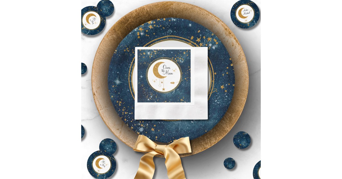 Over The Moon Space Baby Shower Napkins | Zazzle