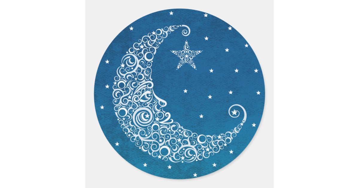 Over the Moon Sticker - Blue | Zazzle
