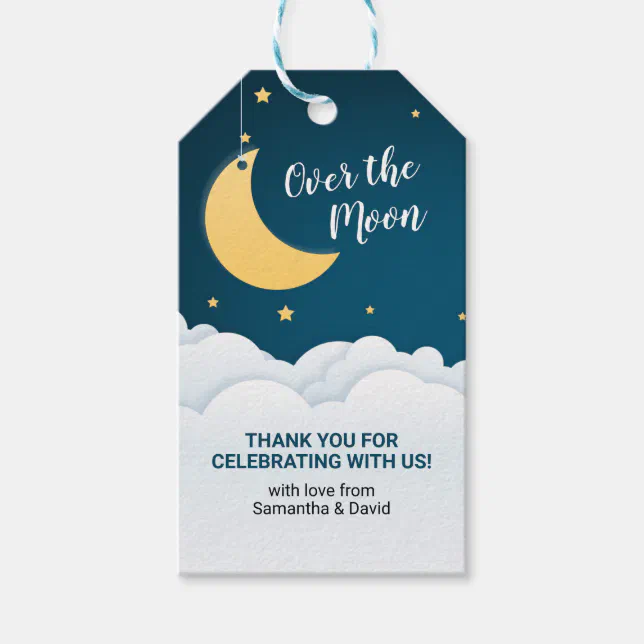 Over the Moon Thank You Favor Gift Tags | Zazzle