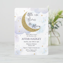 Over the Moon Watercolor Baby Shower Invitation | Zazzle