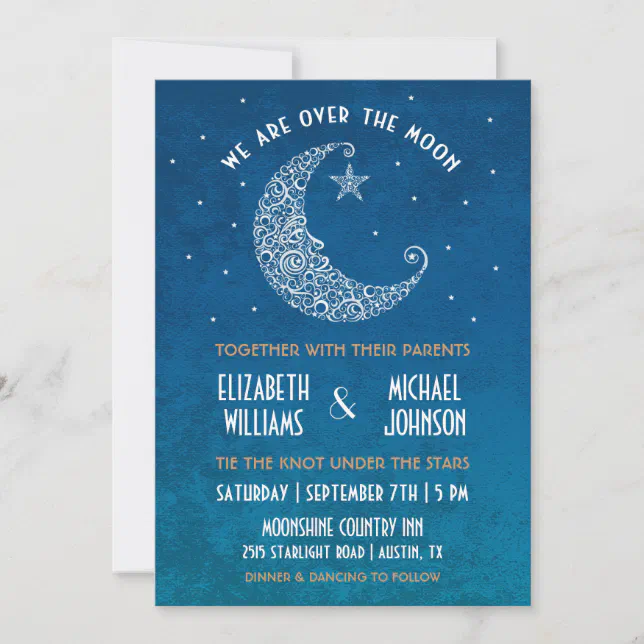 Over the Moon Wedding Invitation | Zazzle