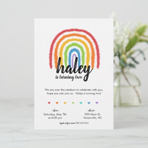 Over The Rainbow Watercolor Birthday Invitation | Zazzle
