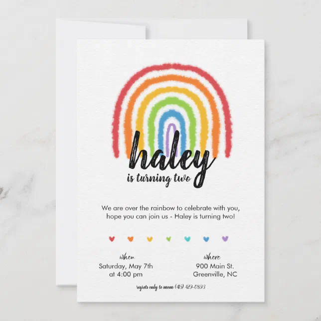 Over The Rainbow Watercolor Birthday Invitation | Zazzle