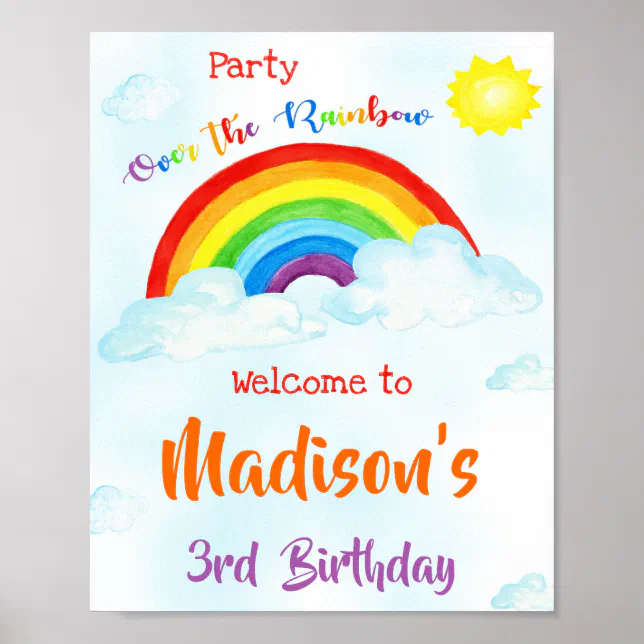 Over the rainbow welcome party sign Rainbow poster | Zazzle