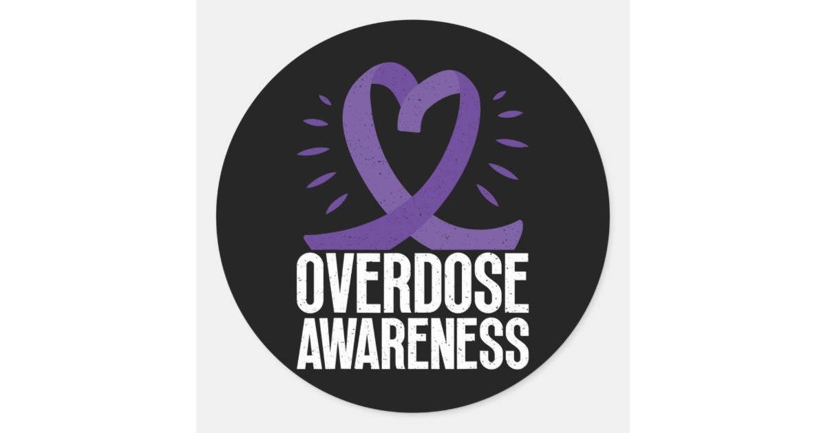 Overdose Awareness In Purple Ribbon For Drug Addic Classic Round ...