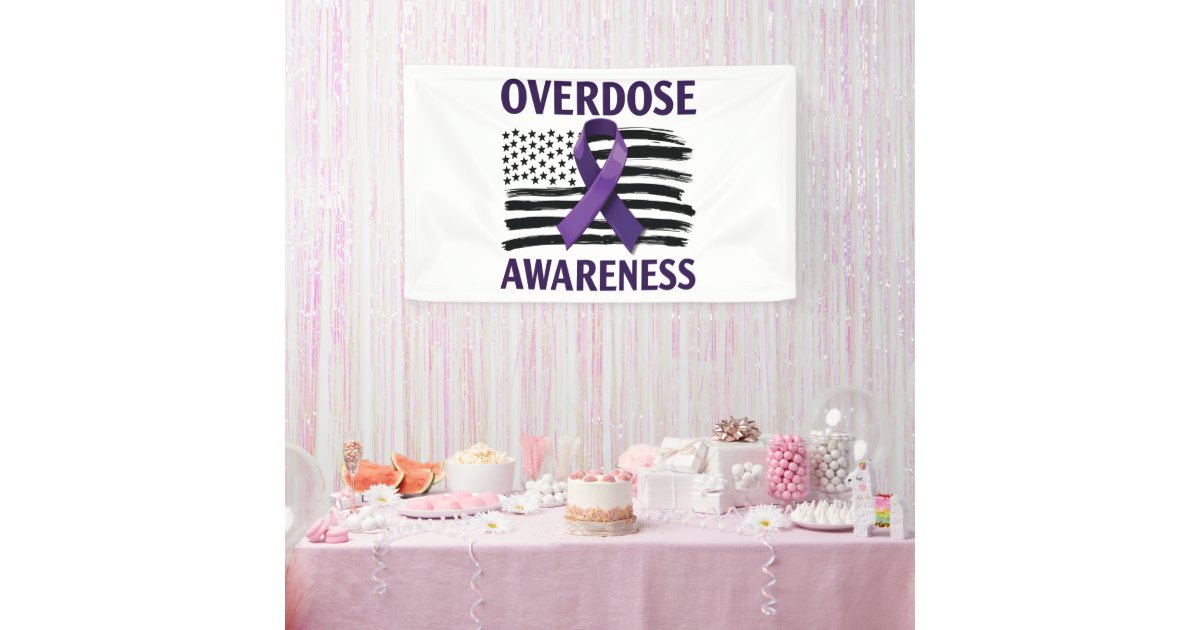 Overdose Awareness Month American Flag Ribbon Banner | Zazzle