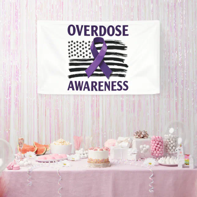 Overdose Awareness Month American Flag Ribbon Banner | Zazzle