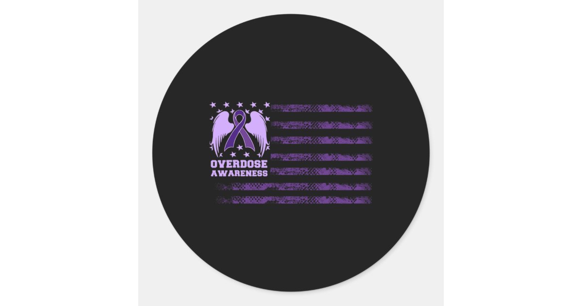 Overdose Awareness Ribbon Flag 1 Classic Round Sticker | Zazzle