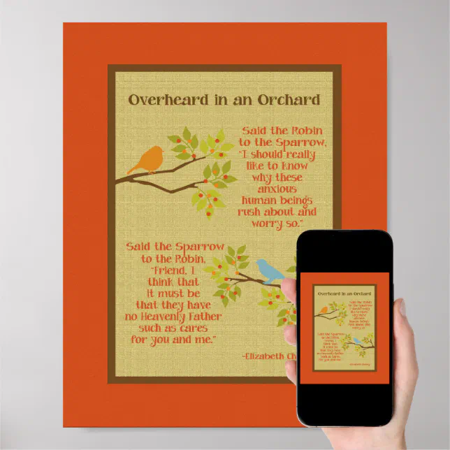 "Overheard in an Orchard" (Robin & Sparrow) Print | Zazzle