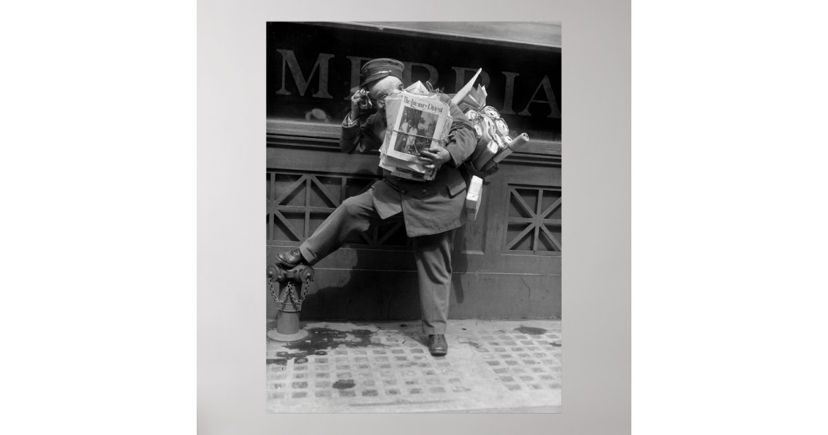 Overloaded Postman, 1920s Poster | Zazzle