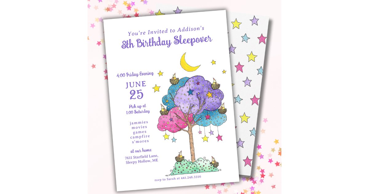 Overnight Sleepover Birthday Slumber Party Invitation | Zazzle