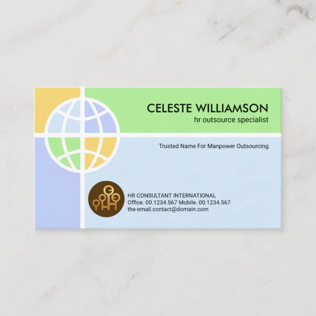 Oversize Global Motif Manpower Outsource Business Card | Zazzle