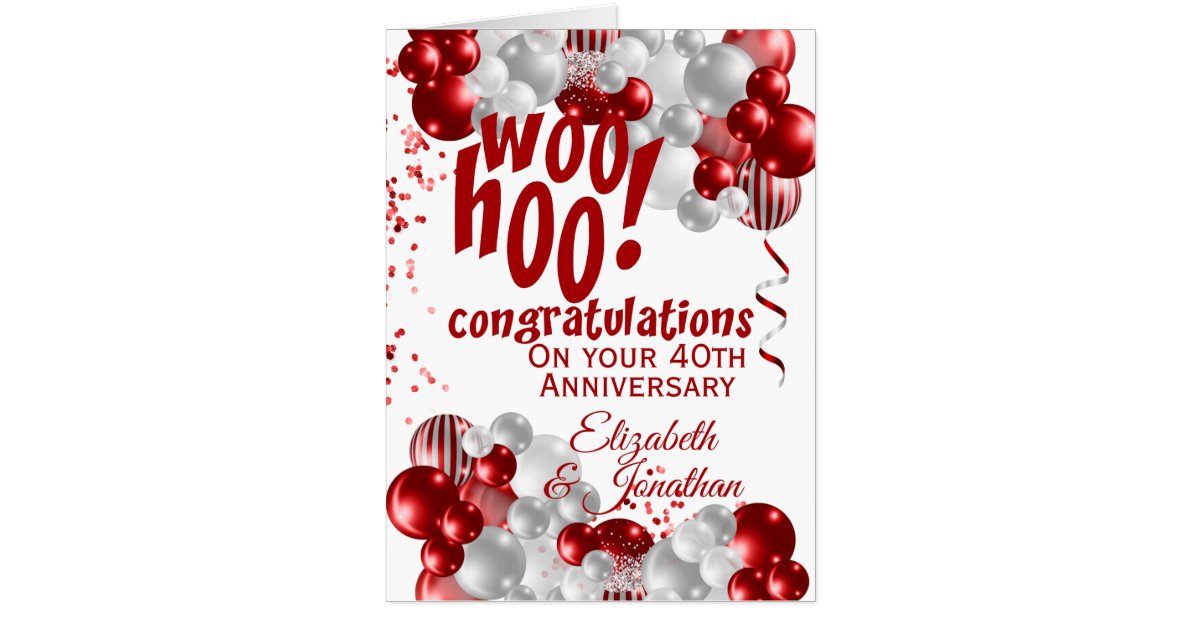 Oversized 40th Anniversary Ruby Congratulations Card | Zazzle