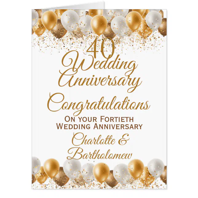 Oversized 40th Wedding Anniversary Congratulations Card | Zazzle