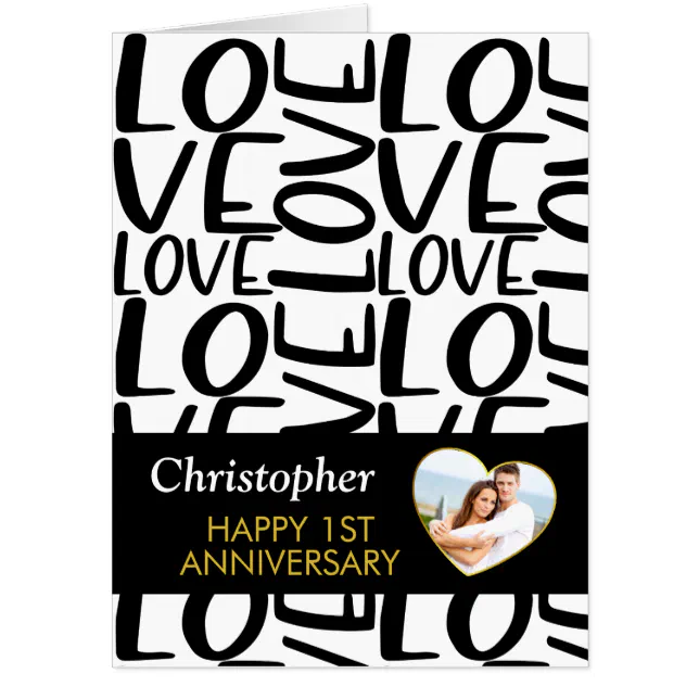 Oversized Any Anniversary Love Typography Photo Card | Zazzle