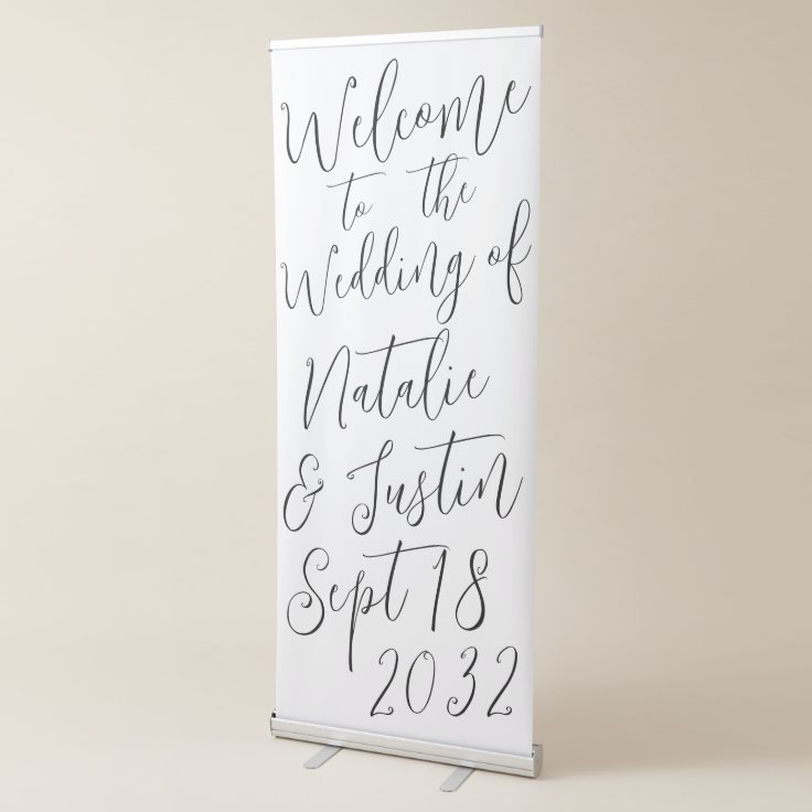 Oversized Calligraphy Script Wedding Welcome Retractable Banner | Zazzle