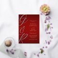 Oversized Monogram Crimson Red Gold Wedding Foil Invitation | Zazzle